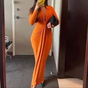 Solace London | Dresses | Solace London Lorena Midi Dress Orange | Poshmark